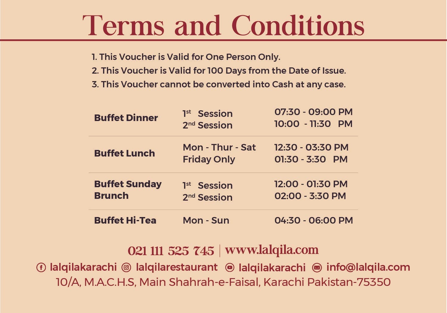 DINNER BUFFET | Lal Qila